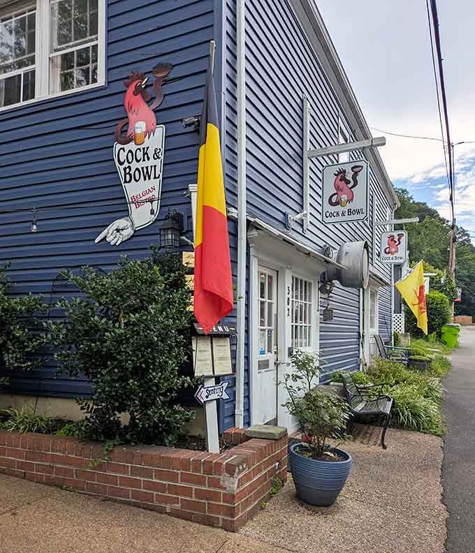 The Cock & Bowl's quirky signage promises Belgian delights that'll transport your taste buds straight across the Atlantic.