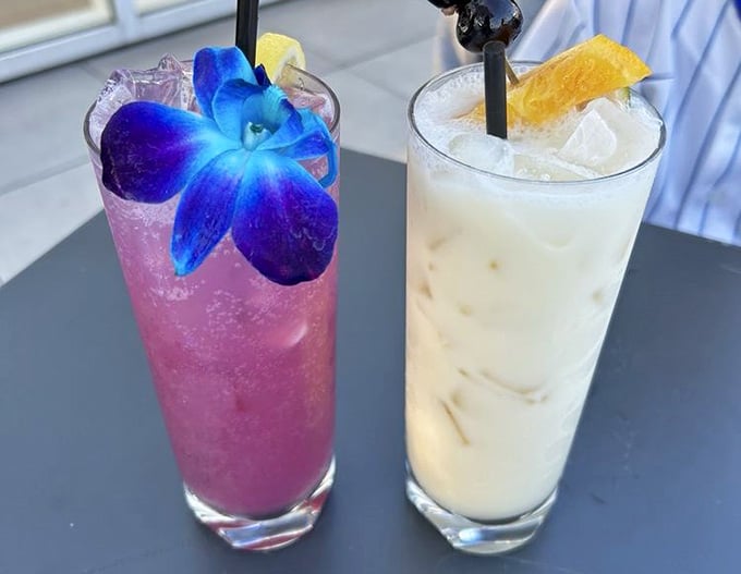 One pink, one creamy white&mdash;these cocktails are dressed up and ready to watch the sun set over Chicago.