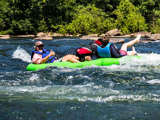 Navigating whitewater with the casual confidence of someone who knows this beats any office chair hands down.