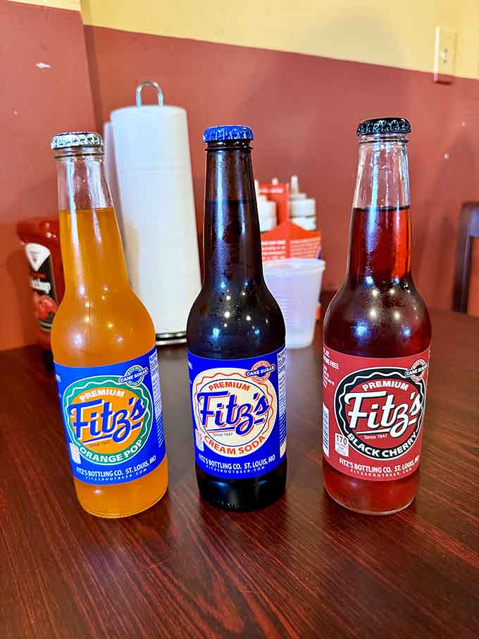 Fitz's sodas in vintage bottles because great barbecue deserves equally nostalgic refreshment alongside it.