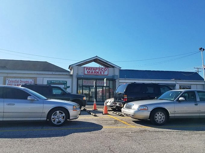 Even the parking lot view promises good things ahead, with that welcoming market entrance calling your name.