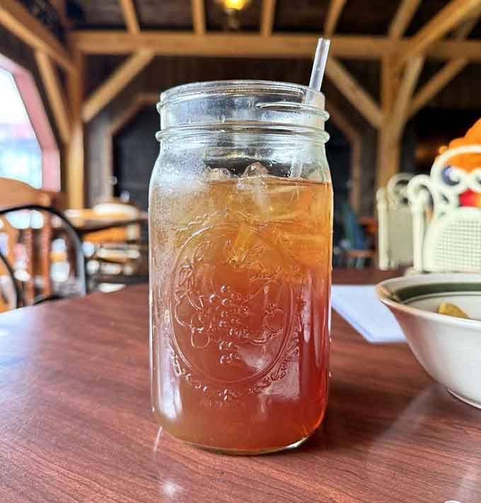 Sweet tea in a mason jar proves Payne's knows how to blend British traditions with Hoosier hospitality.