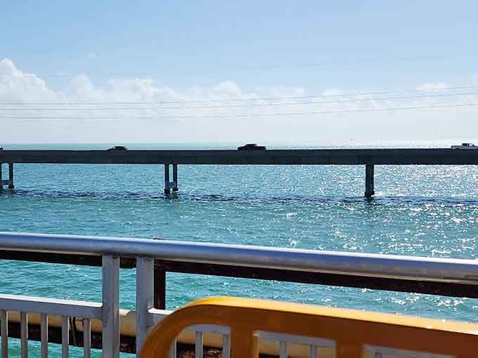 Nothing but blue sky, bluer water, and the gentle rumble of the train beneath you, pure magic.