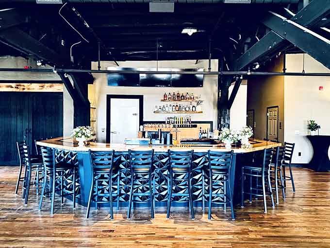 Exposed beams and craft cocktails meet at this gathering spot where industrial chic feels perfectly at home.