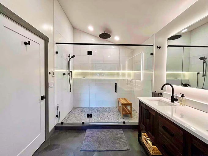A spa-worthy bathroom where even your morning routine feels like a luxury resort experience.
