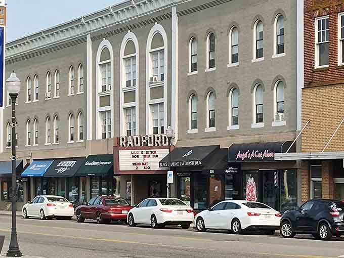 The Radford Theatre marquee reminds you that entertainment existed before streaming services took over our lives completely.