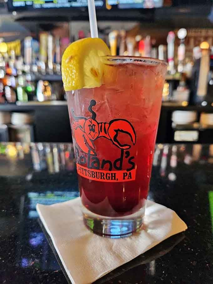 The Buffalo Berry Refresher glows like a sunset in a glass, complete with Roland's signature branding for Instagram glory.