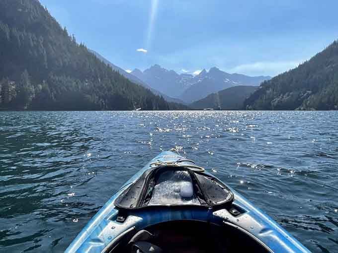 Paddling into this view feels like the opening scene of every adventure movie you've ever loved.