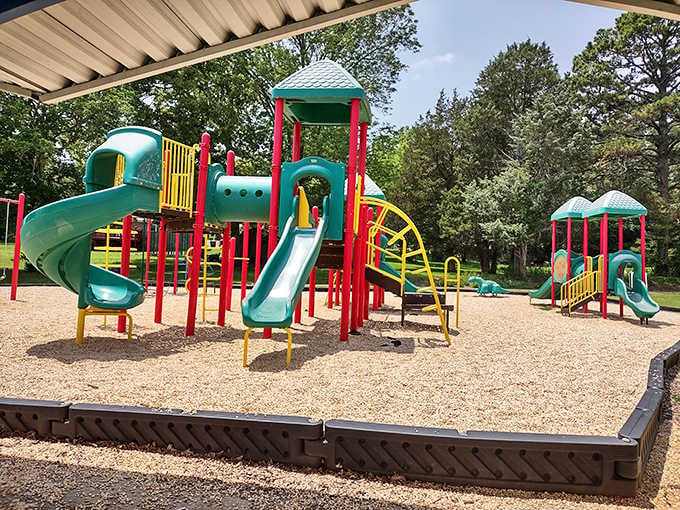 Playgrounds where kids can still be kids, complete with slides that haven't been focus-grouped to death.
