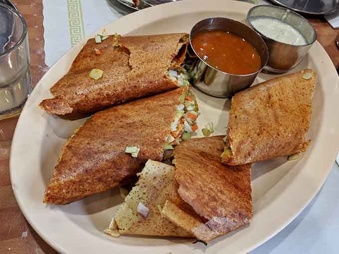 These spring dosas arrive looking like edible works of art, crispy and golden and ready for their close-up.