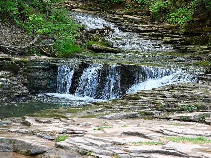 Limestone ledges creating natural waterslides that have been running since before we invented the internet.