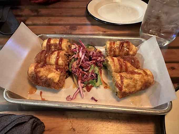 Kansas City eggrolls stuffed with pulled pork prove that fusion food can be both delicious and deeply respectful of tradition.