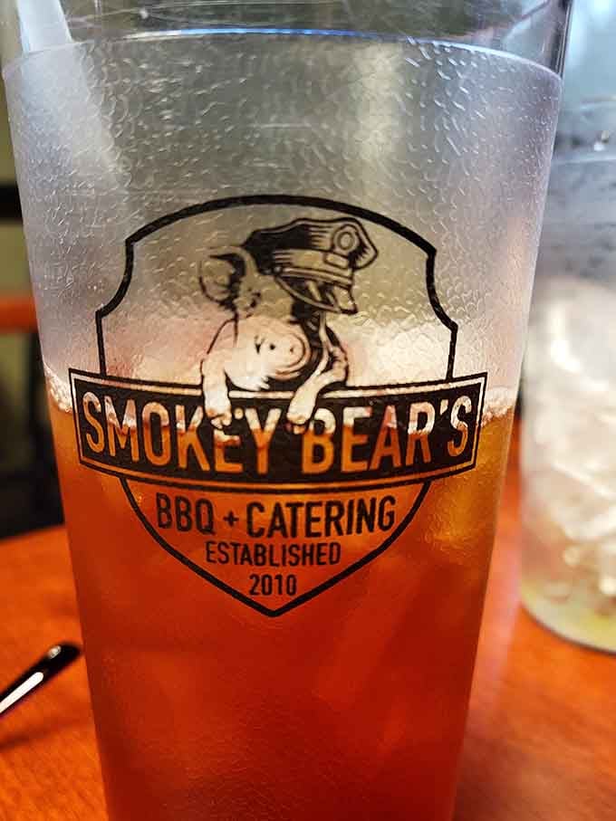 Even the sweet tea comes branded, because when you're this proud of your restaurant, everything gets the logo.