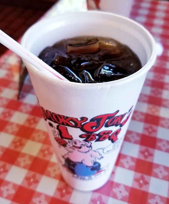 Even the soda cup knows it's part of something special at this beloved barbecue destination.