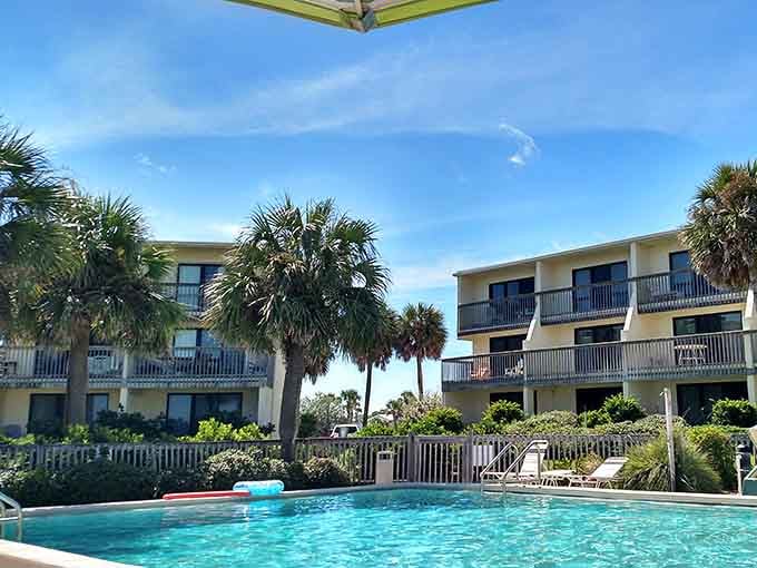 Low-rise accommodations with pools, proving luxury doesn't require blocking everyone's view of the Gulf.