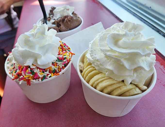 Those swirls of whipped cream aren't messing around, proving that sometimes more really is more when it comes to dessert.