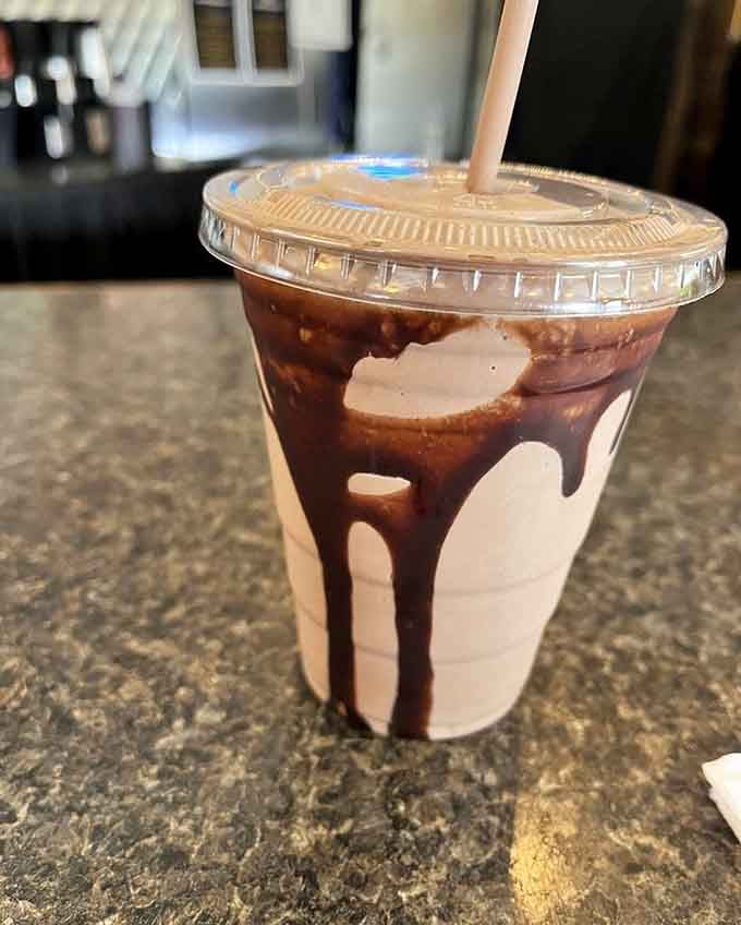 A chocolate shake so thick the straw stands at attention is the kind of dessert that earns respect.