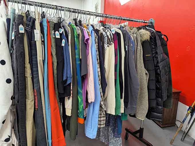 Clothing racks stretching into infinity, where your next favorite outfit waits patiently for discovery and adoption.
