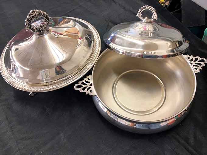 Silver-plated serving dishes gleaming with potential, ready to make your next dinner party look surprisingly sophisticated.