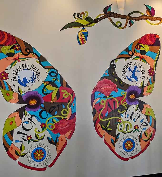 This colorful butterfly mural celebrates conservation with more personality than most people's entire living rooms.