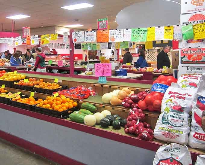 Fresh produce displayed with pride, where vegetables actually look like they remember what soil feels like recently.