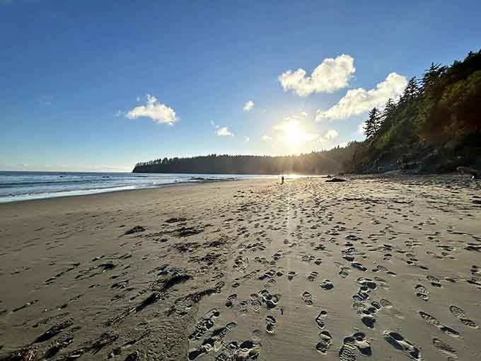 Footprints in the sand tell stories of everyone who discovered this coastal treasure before you.