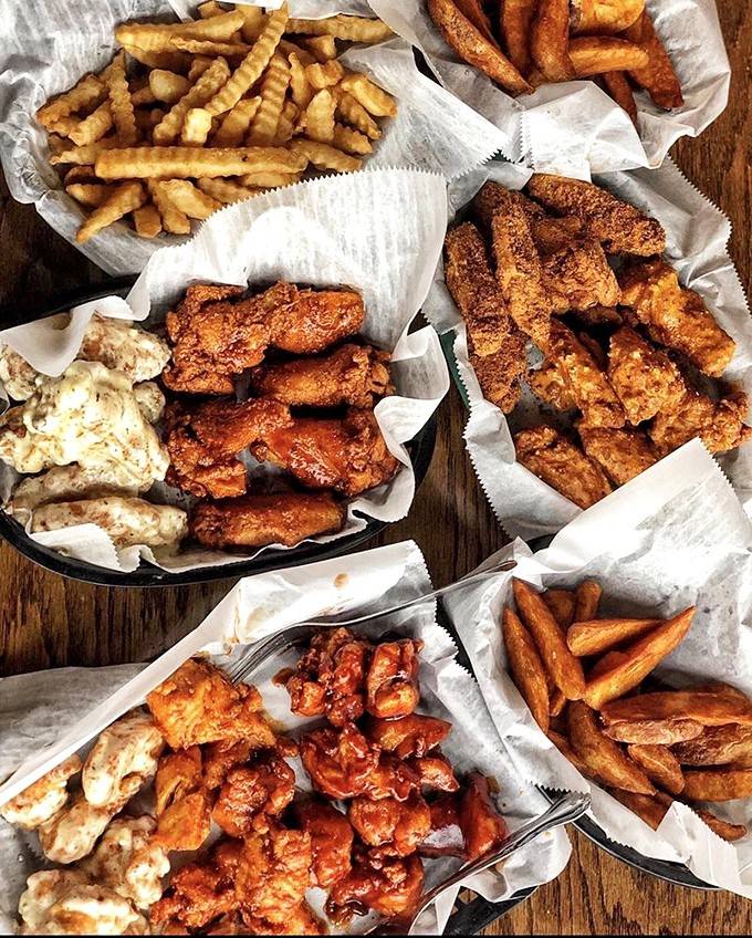 This spread of fried deliciousness proves that variety truly is the spice of life, and also very delicious.
