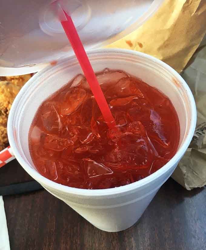 Sweet tea so red and refreshing, it's practically winking at you from across the table.
