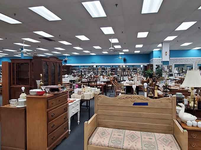 Wooden furniture as far as you can see, proving quality pieces don't need to cost a fortune.
