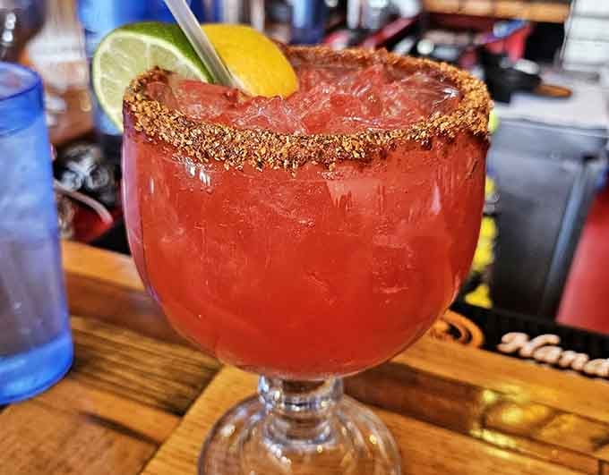 A margarita with a chile-salt rim that's basically vacation in a glass, minus the airport security.