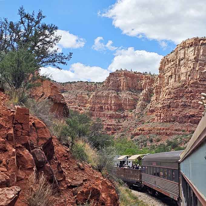 Red rock formations rise like ancient cathedrals, carved by millions of years of patient geological artistry.