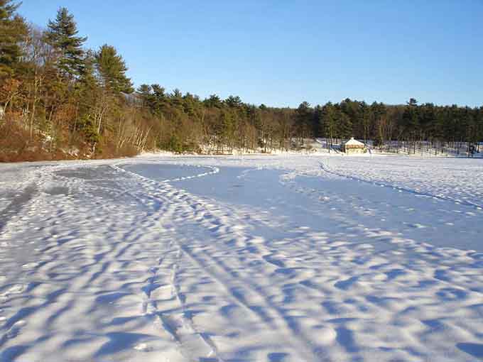 Winter transforms Walden into a frozen masterpiece where footprints tell stories and silence becomes your hiking companion.