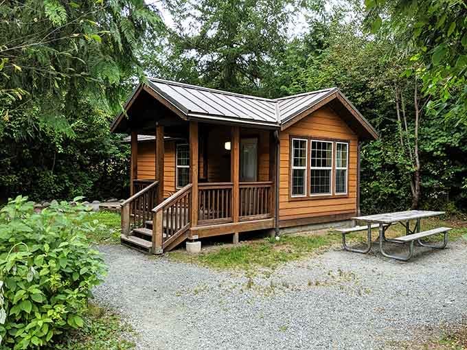 Cozy cabins offer overnight stays for those who want their waterfall experience to last beyond a single afternoon adventure.
