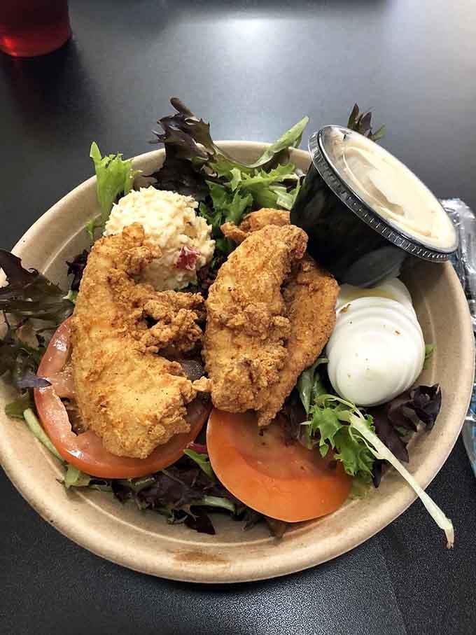 Fresh greens topped with crispy chicken tenders prove that salads can be just as indulgent as burgers.