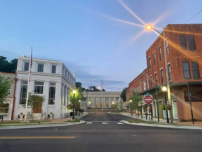 As evening falls, downtown Wetumpka transforms into a twinkling invitation to explore and eat well.