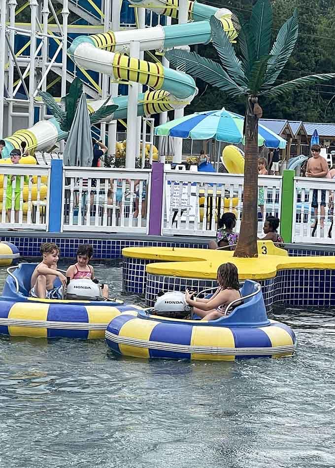 Bumper boats: because sometimes you need to gently crash into your loved ones while staying perfectly cool.