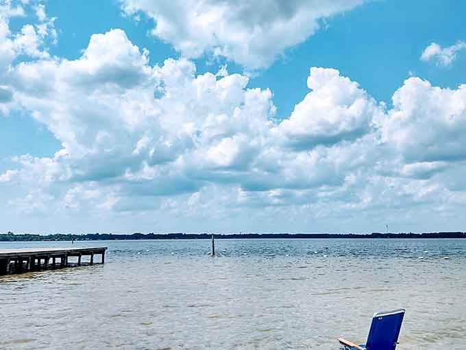 Those billowing clouds reflected in calm waters create a scene Ansel Adams would've appreciated immensely.