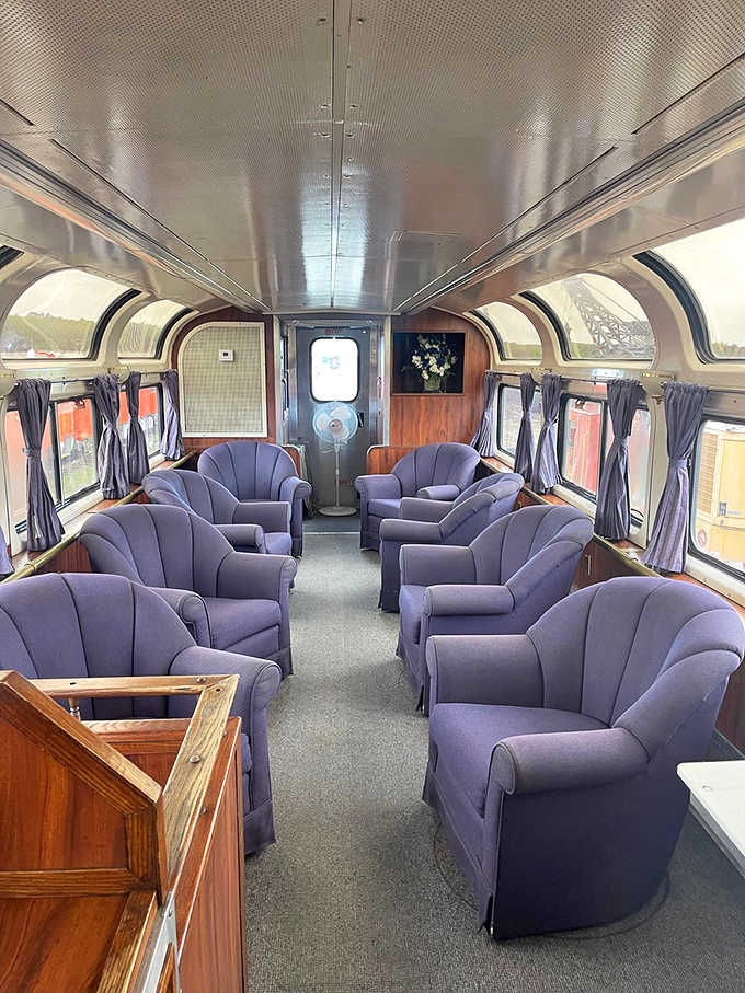 Those dome windows and plush seats create the kind of luxury that modern travel forgot how to deliver.