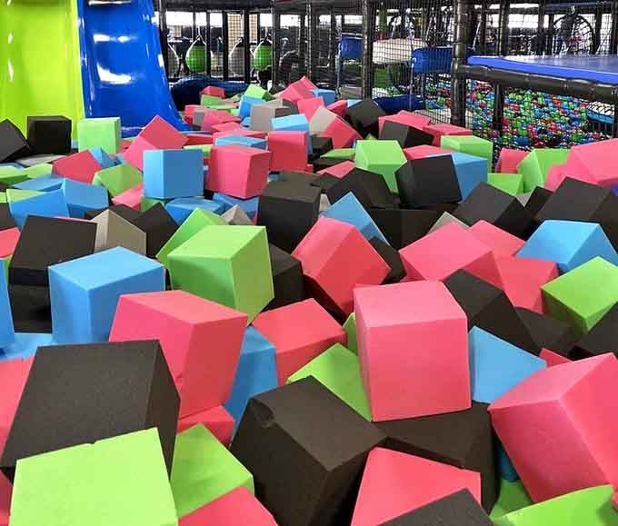 This foam block ocean invites belly flops and cannonballs without the chlorine smell or need for sunscreen afterward.