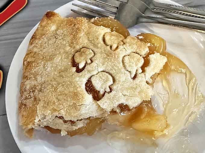 That flaky crust with its decorative vents releases steam like a delicious volcano of apple or cherry goodness.