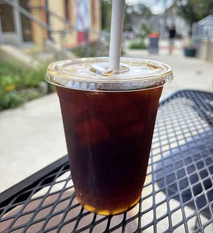 Cold brewed coffee at Zingerman's Delicatessen: smooth, refreshing, and the perfect companion to any sandwich adventure.