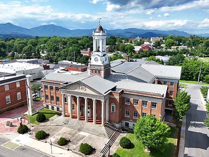 Classical columns and mountain backdrops make this courthouse a stunning reminder that civic pride never goes out of style.