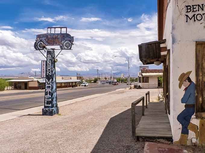Benson's quiet streets stretch toward distant mountains where small-town peace meets big retirement savings and genuine community warmth.