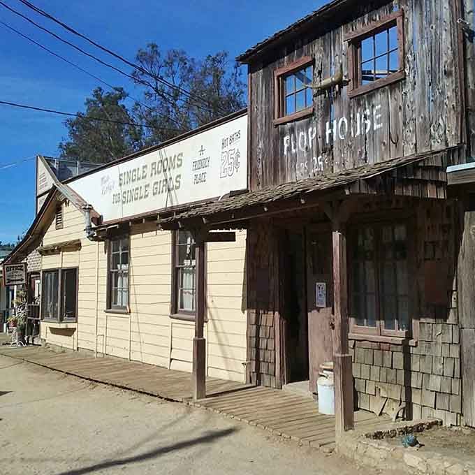 Weathered wood and vintage signage transport you straight into a Western movie set that's actually still functioning.