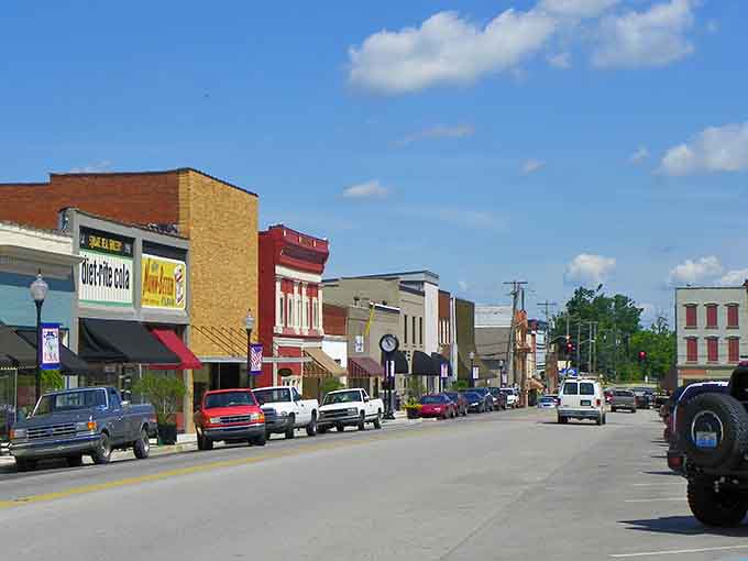 Greenville's main street features colorful storefronts and locally-owned shops where everyone knows your name and genuine small-town hospitality thrives every single day.
