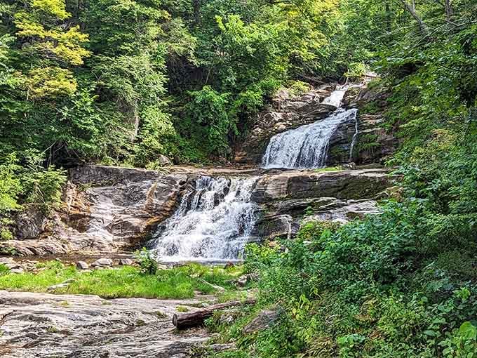Water pours through those magnificent stonework like something from a Roman aqueduct meets New England charm.