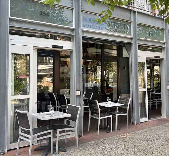 Modern meets market in this sleek storefront where fresh produce and seafood share equal billing beautifully.