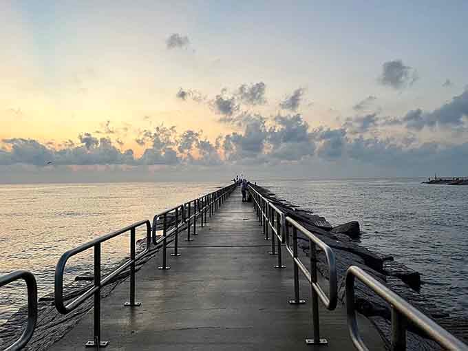 Dawn breaks over the fishing pier as another perfect day begins in this coastal sanctuary.