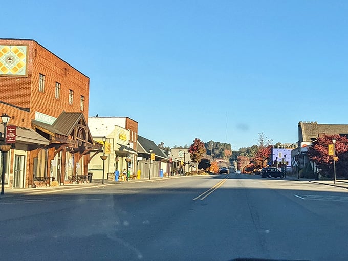 Morning light hits the empty street revealing a town that knows the value of a slow, peaceful start.