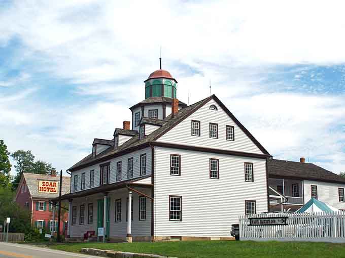 The Zoar Hotel's distinctive cupola has been welcoming travelers since an era when hospitality meant something more than WiFi.